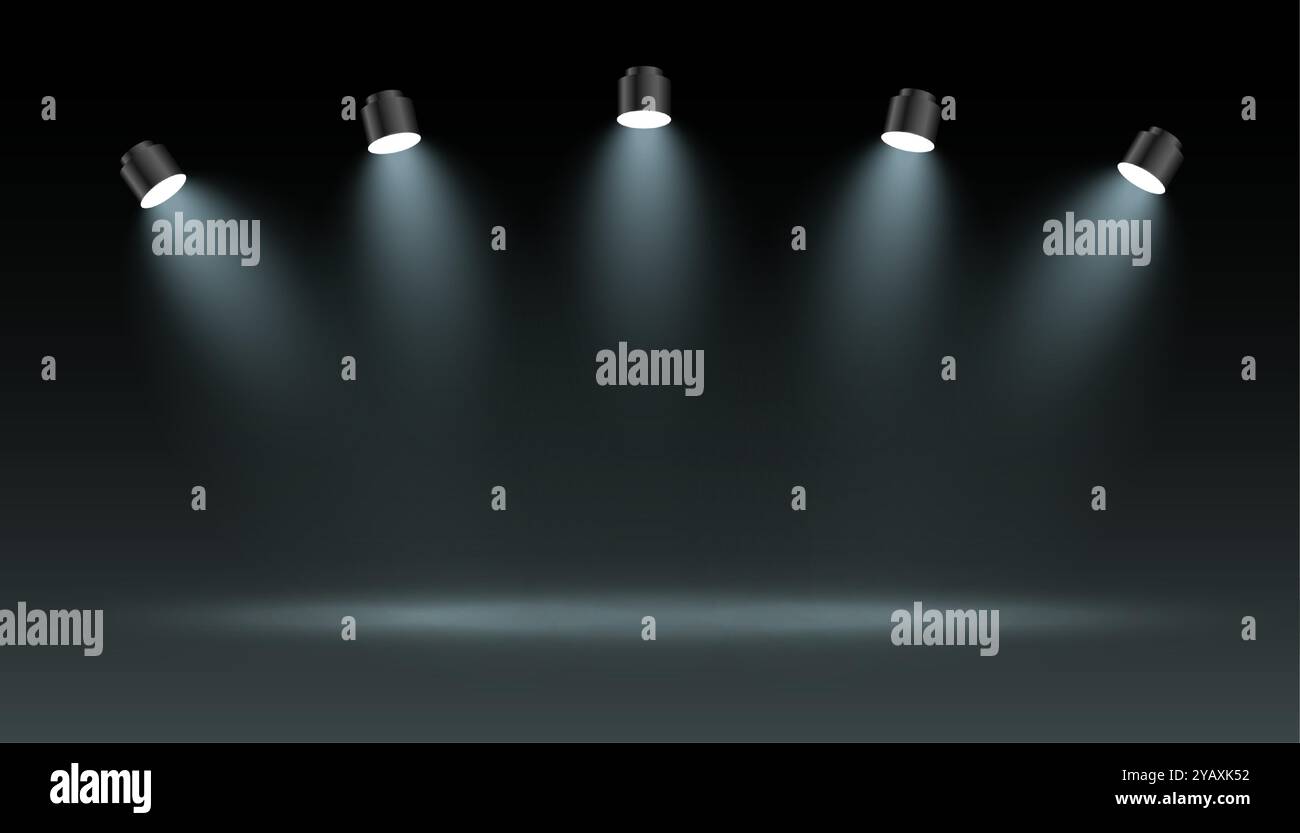 realistic spotlight on dark background for theater or cinema vector ...