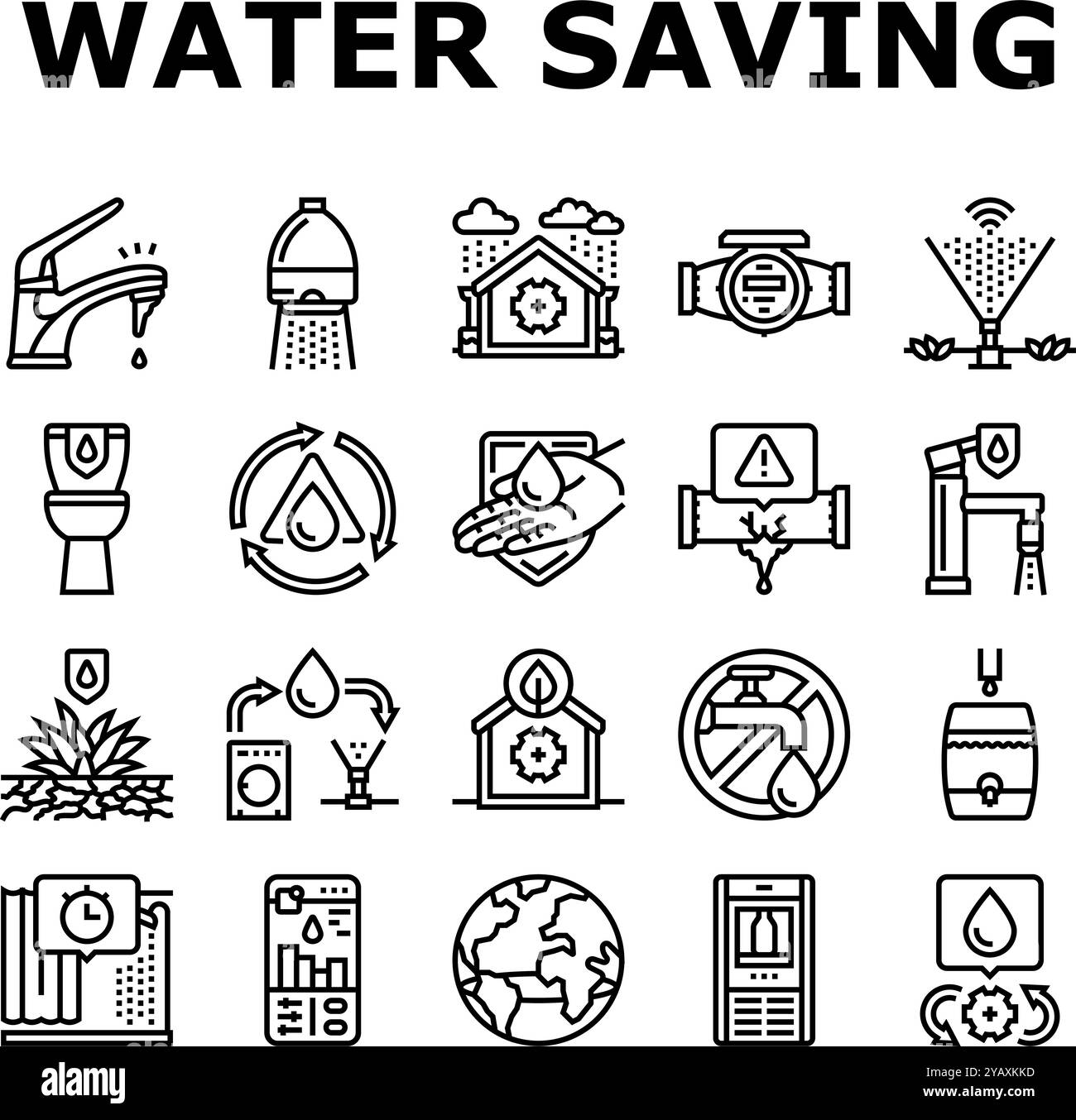 water saving world drop planet icons set vector Stock Vector Image ...