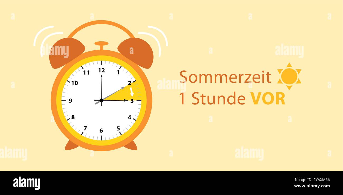 ringing alarm clock switch to summer time vector illustration Stock ...