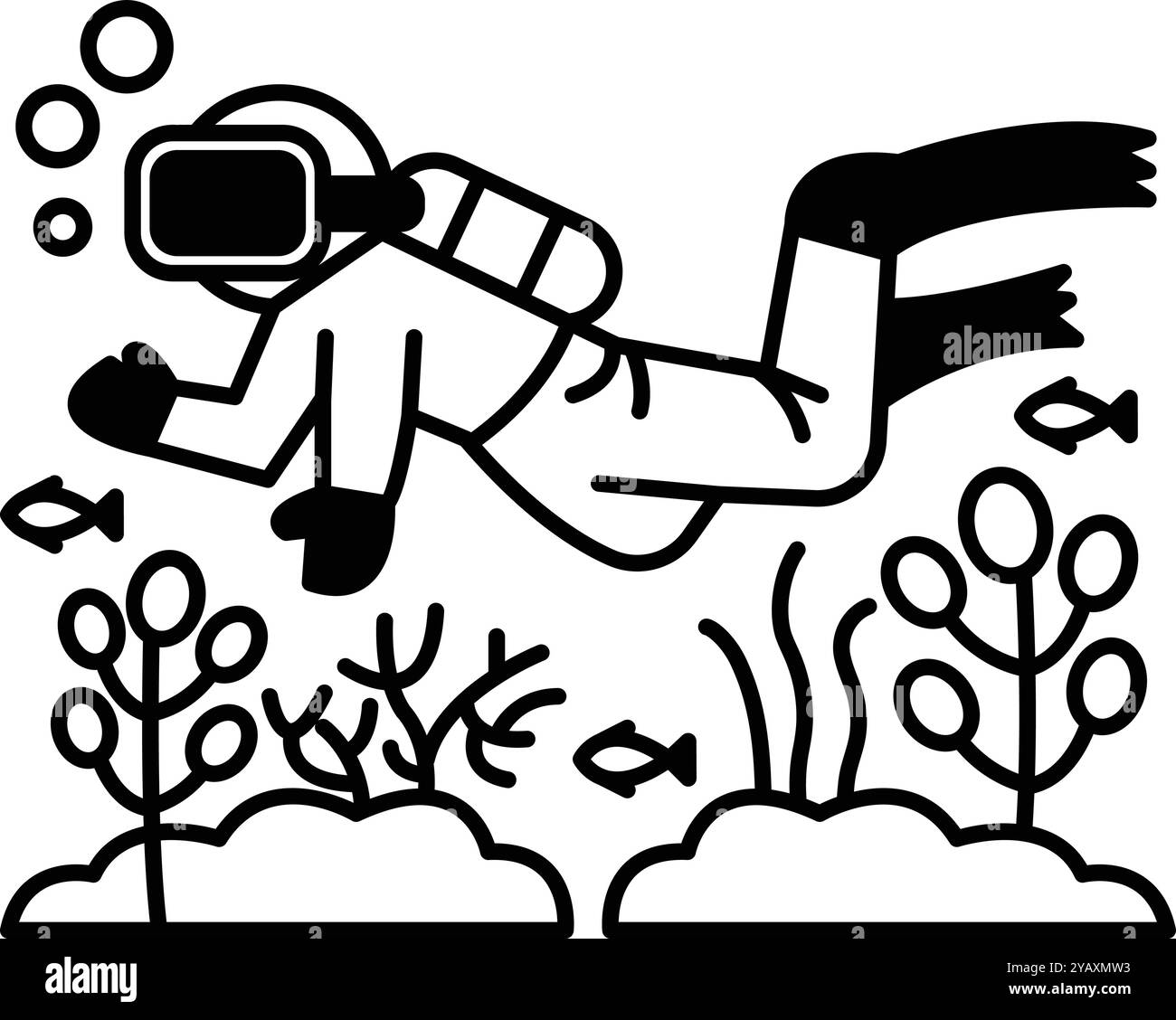Cartoon man scuba diving Stock Vector Images - Alamy