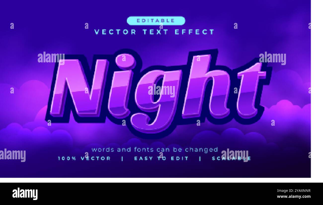 night editable text effect font in purple color vector Stock Vector ...