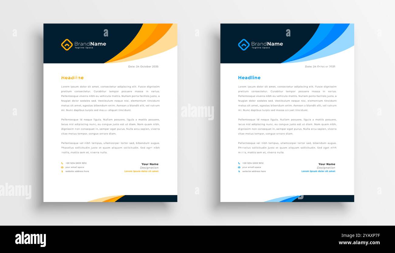 set of official letterhead template for company identity vector Stock ...