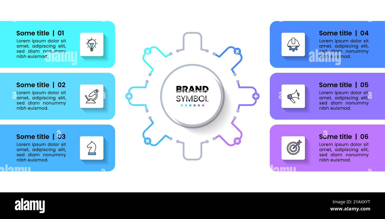 Infographic template with icons and 6 options or steps. Gear. Can be ...