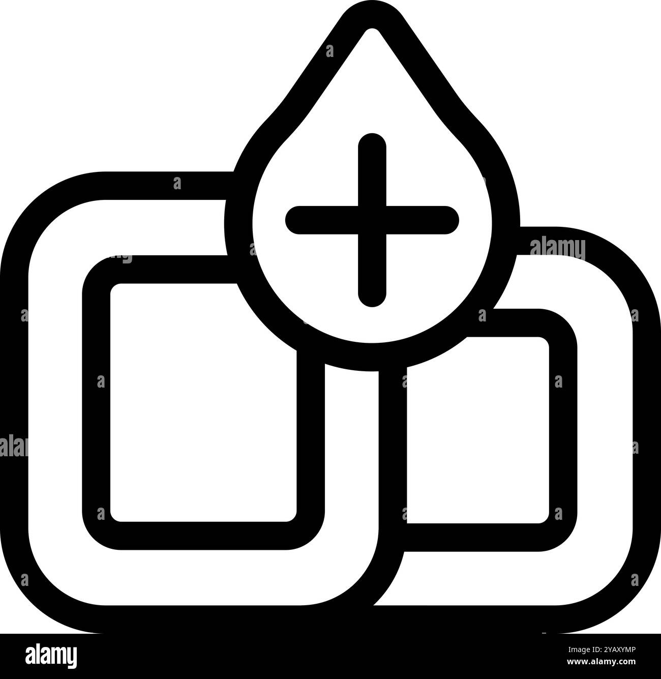 Blood donation icon showing blood drop with plus sign Stock Vector ...