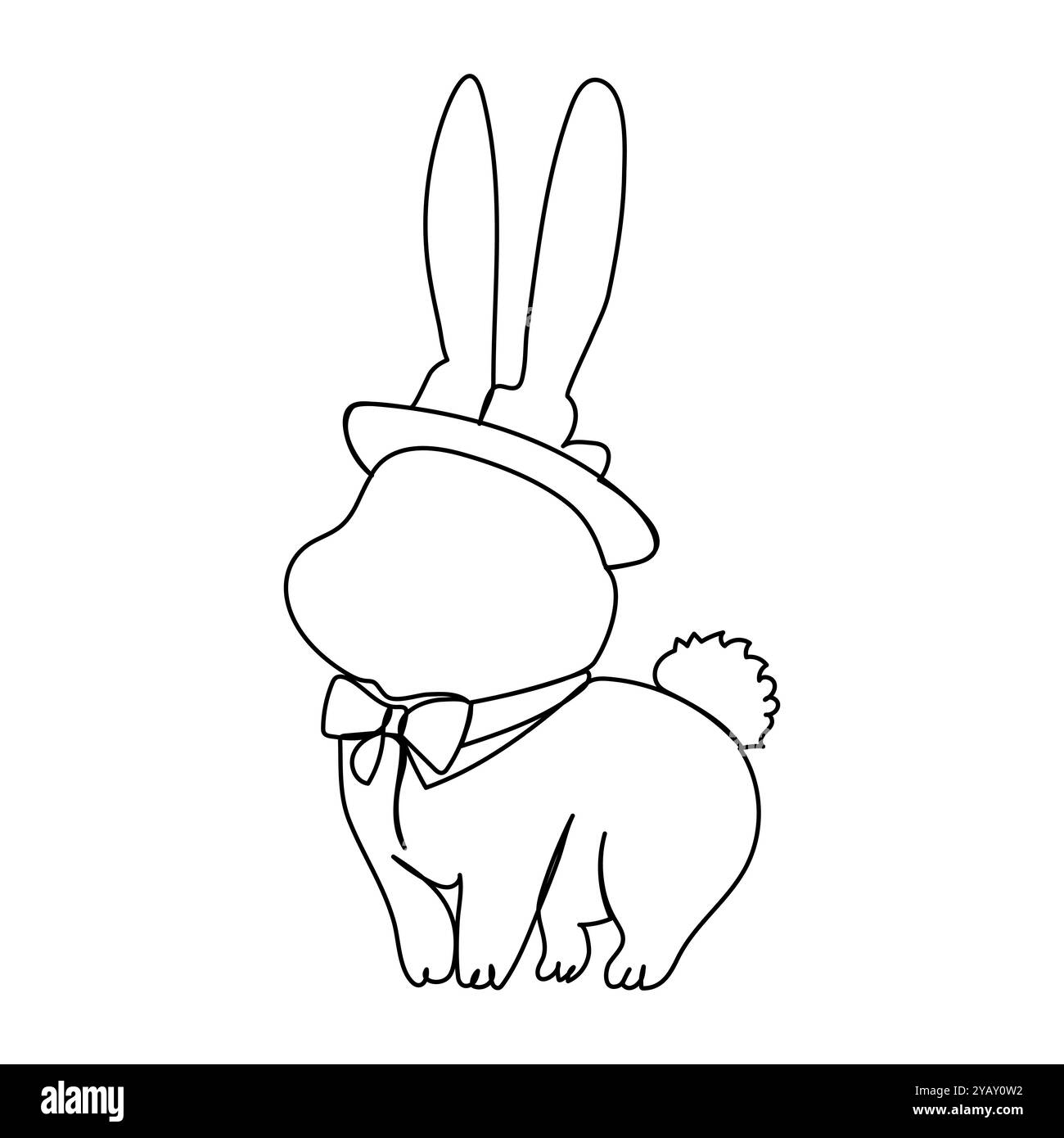 Bunny Rabbit In Continuous Line Art Drawing Style Hare Black Linear Sketch Isolated On Vector