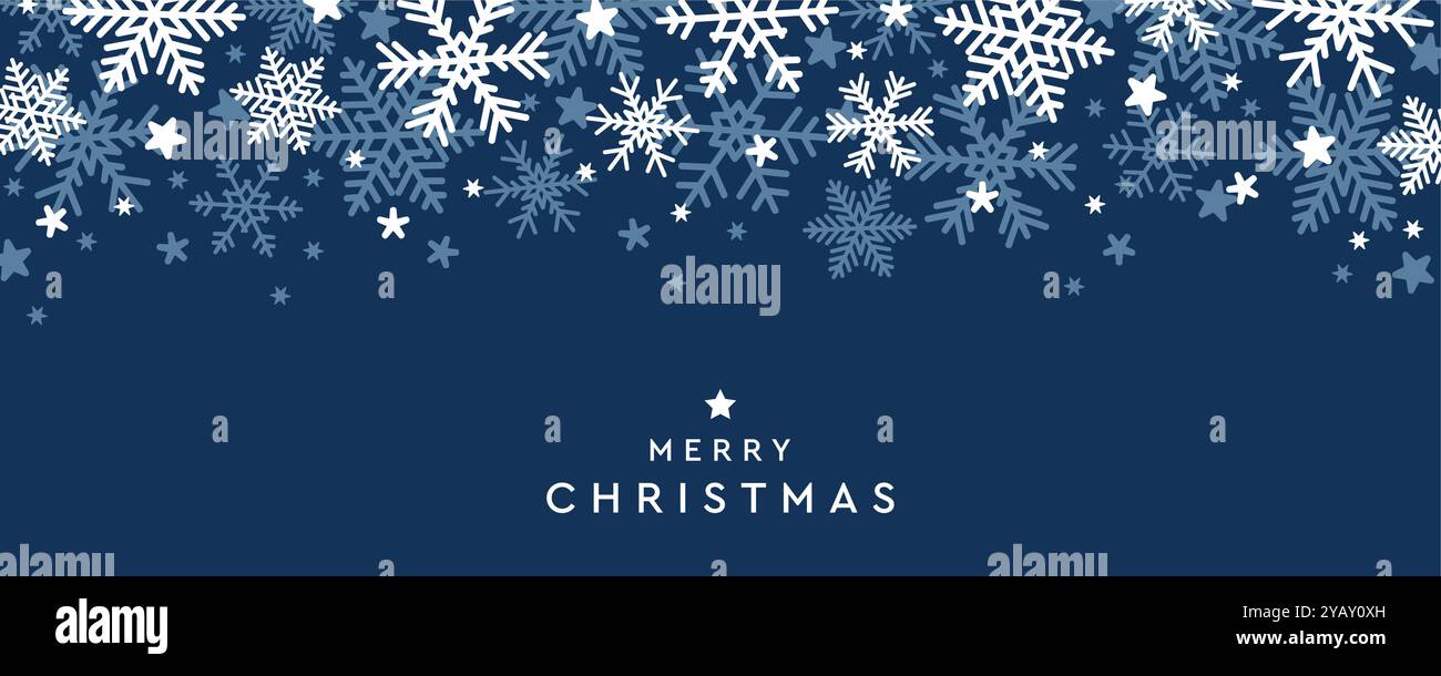 blue banner christmas card with snowflake border vector illustration ...
