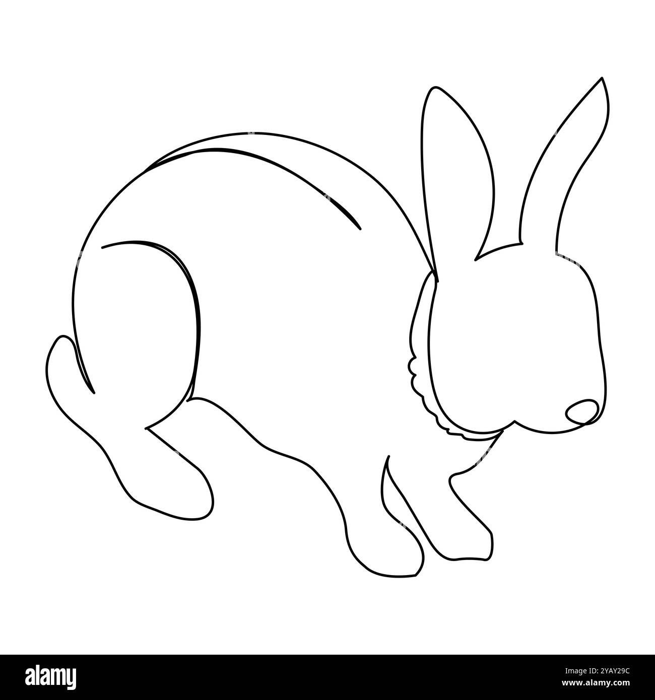 Bunny rabbit in continuous line art drawing style. Hare black linear ...