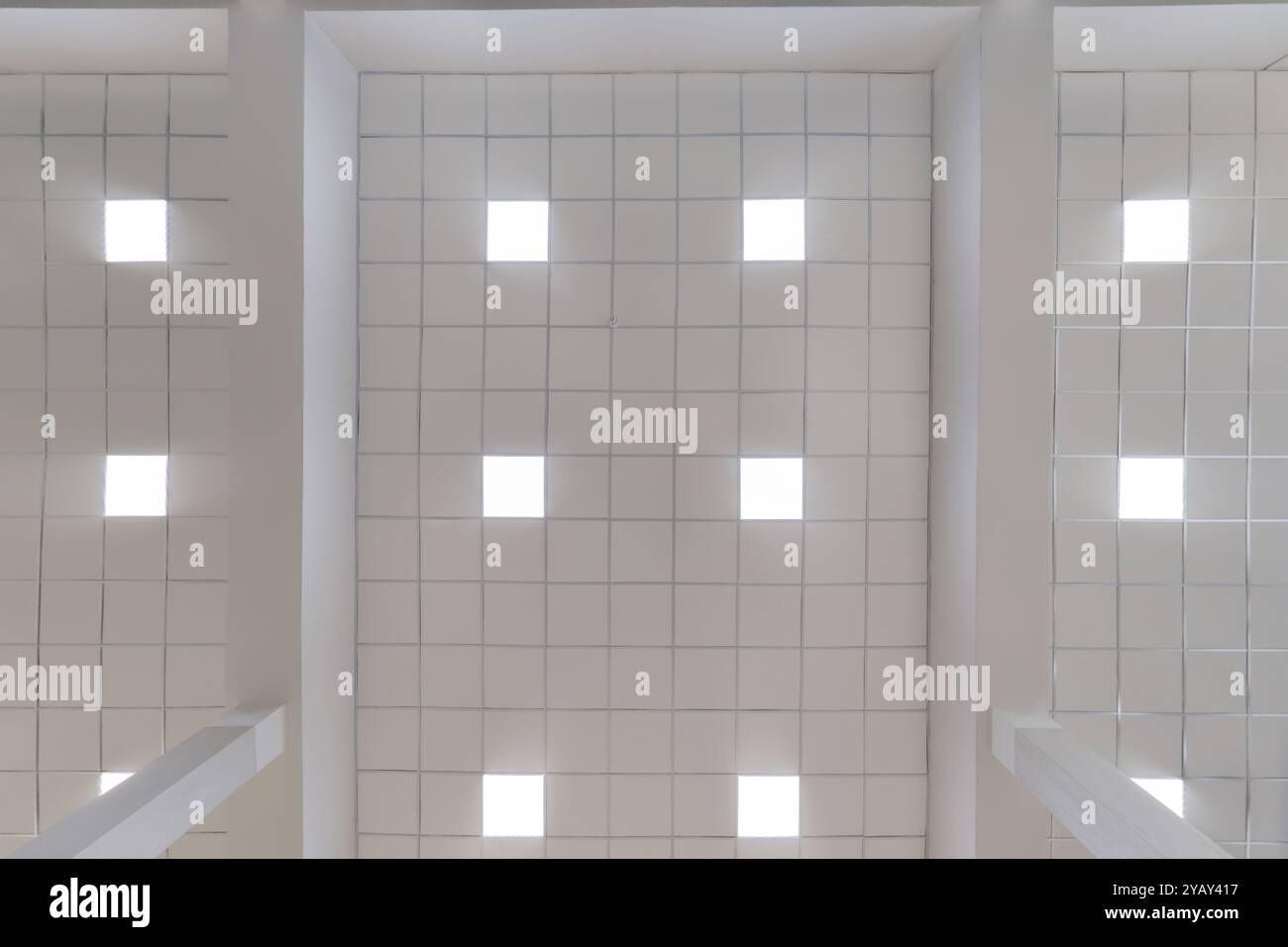 cassette stretched or suspended ceiling with square halogen spots lamps ...