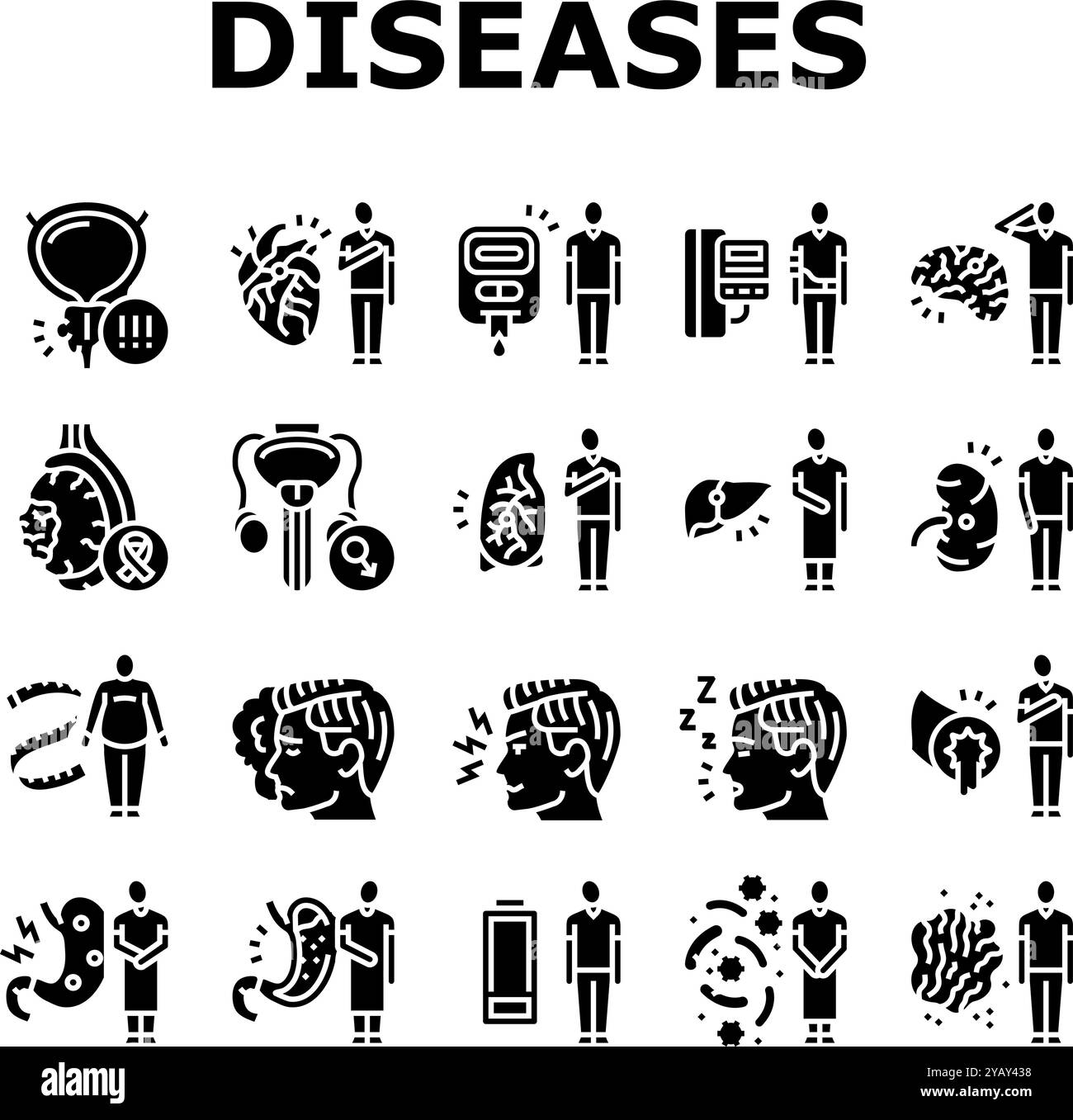man disease health medical icons set vector Stock Vector Image & Art ...
