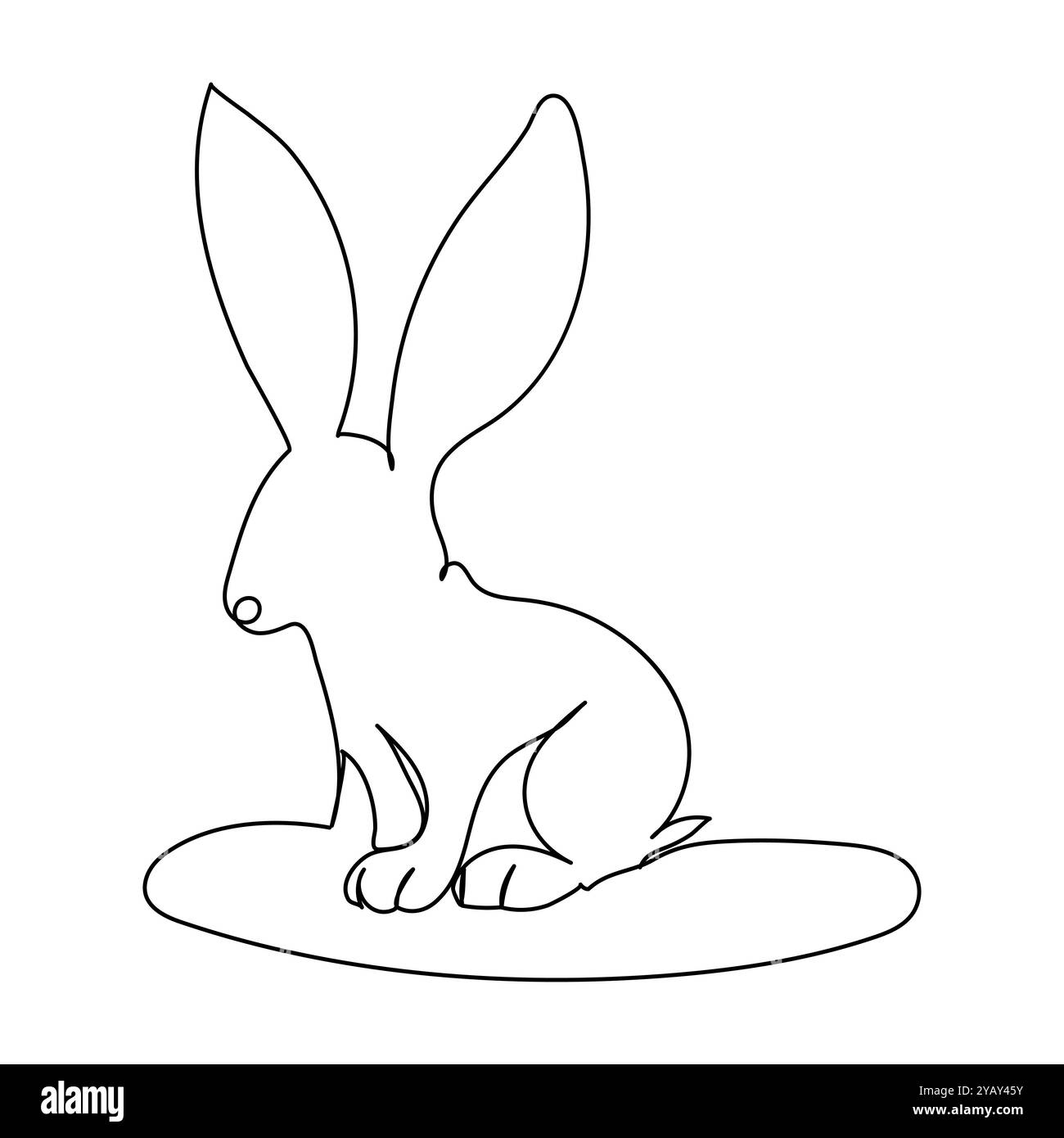 Bunny Rabbit In Continuous Line Art Drawing Style Hare Black Linear Sketch Isolated On Vector