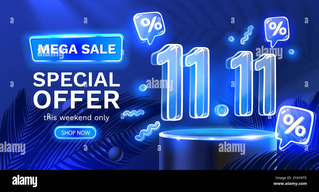 Special offer, shopping day 11.11, marketing poster. Vector ...