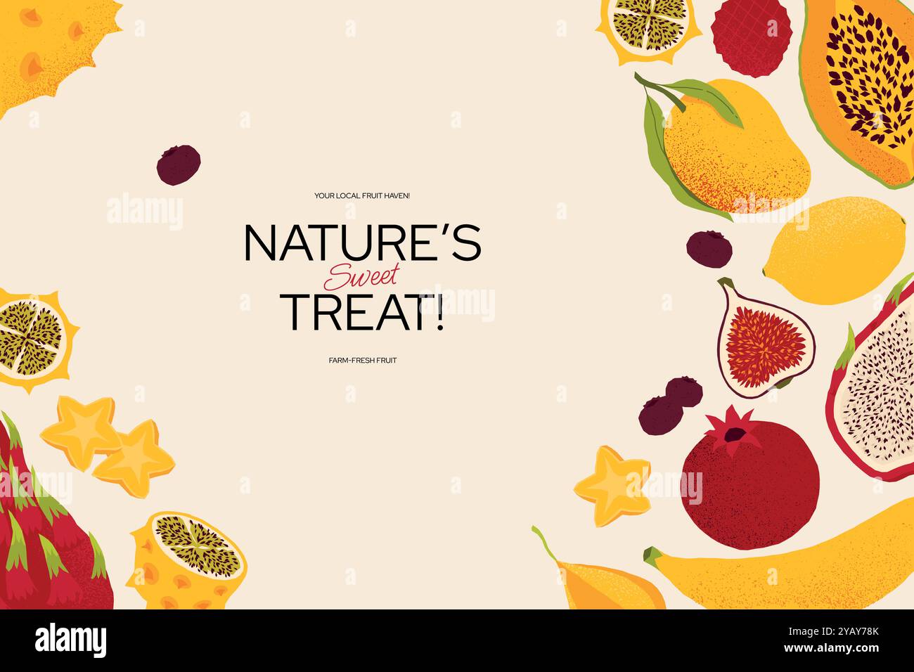 Tropical fruit frame. Exotic organic botanical products for summer menu ...