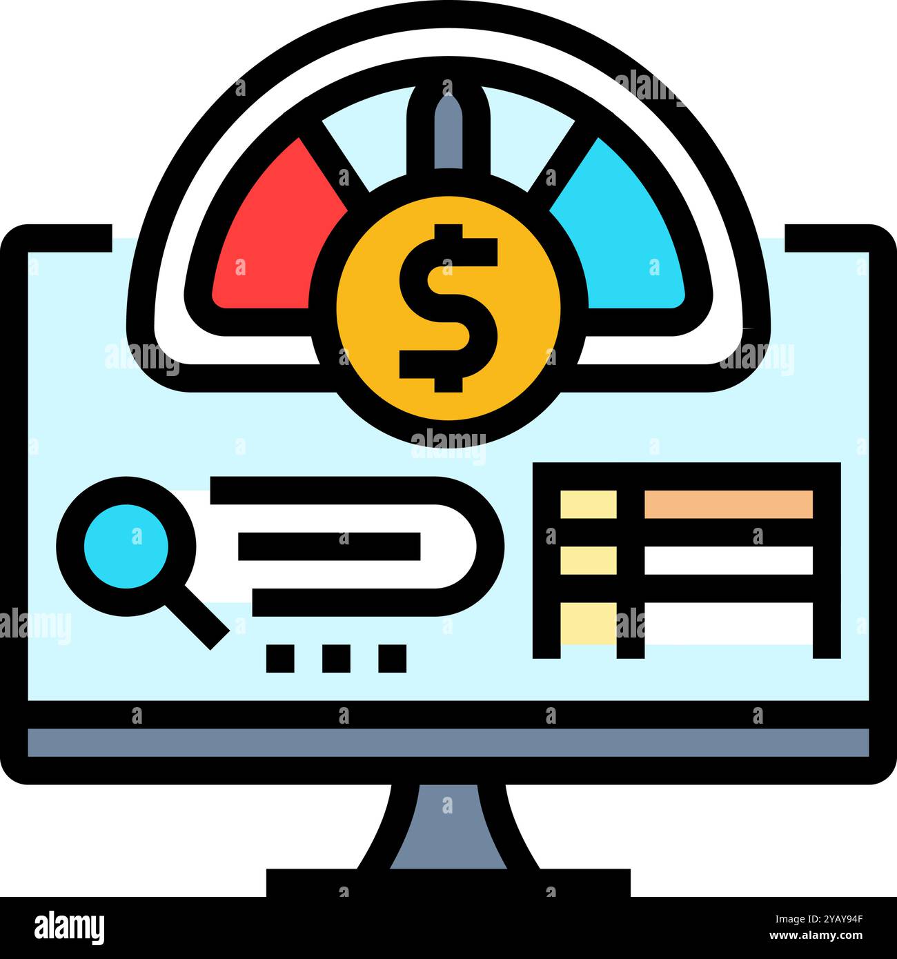 credit score monitoring budget planning color icon vector illustration ...