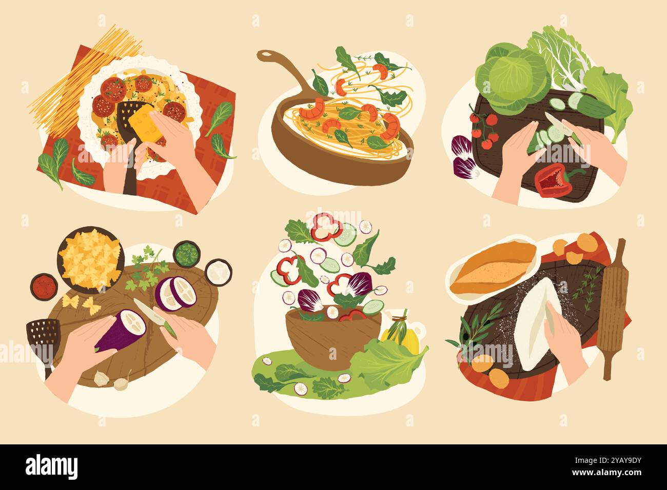 Chef cooking hot vegetable salad Stock Vector Images - Alamy