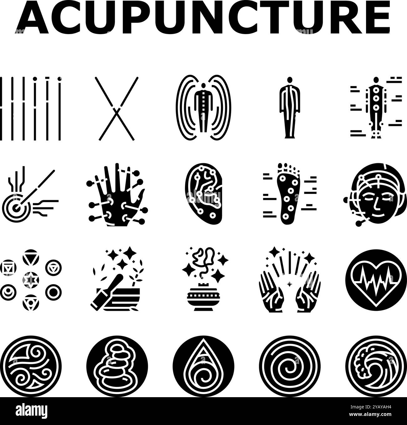 acupuncture massage therapy icons set vector Stock Vector Image & Art ...