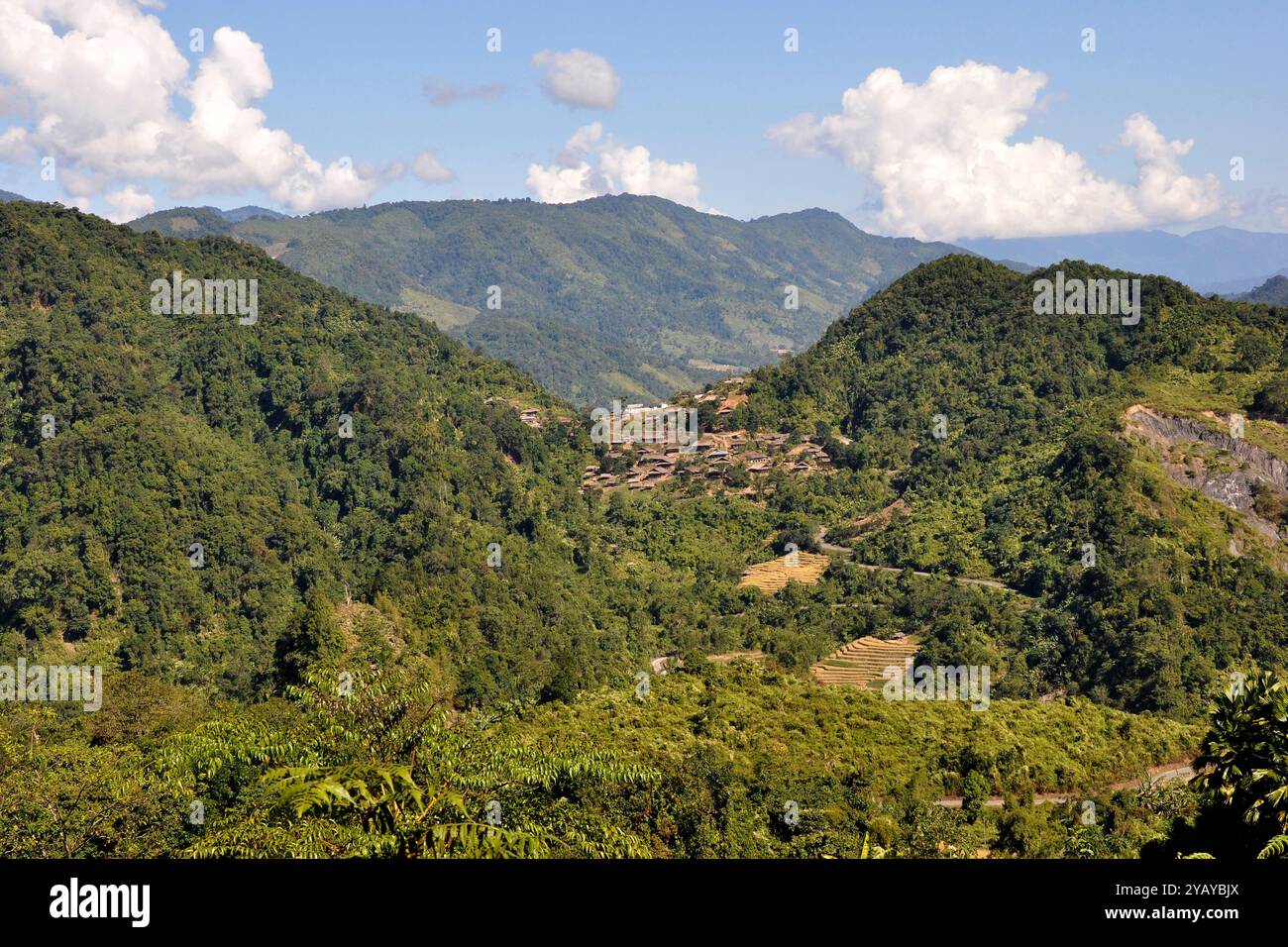 India, Arunachal Pradesh, Along valley, Garu village, landscape Stock ...