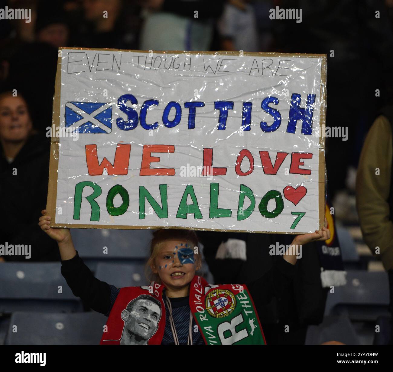 Ronaldo fan placard at hampden hi-res stock photography and images - Alamy