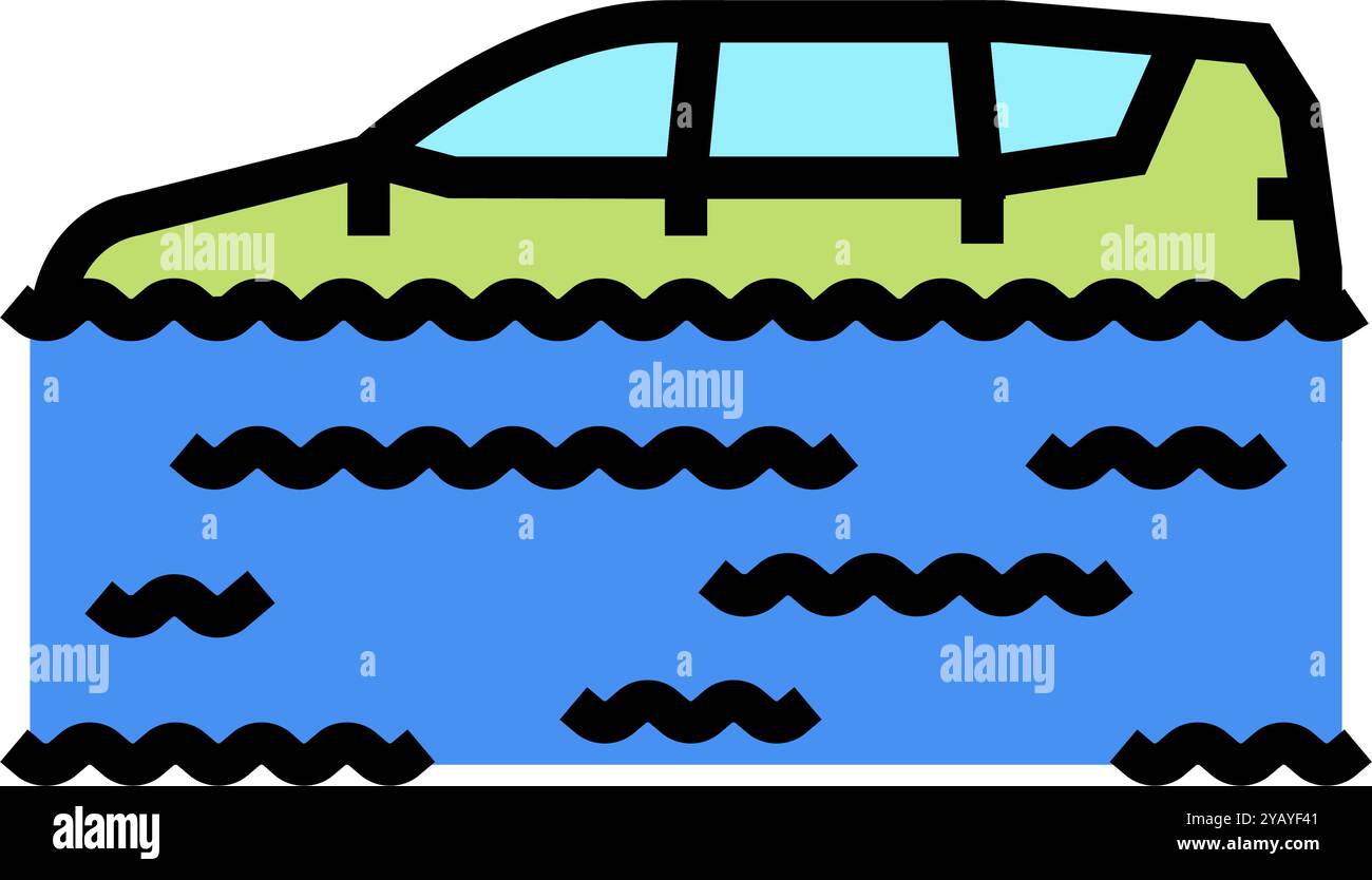 flooded car disaster color icon vector illustration Stock Vector Image ...