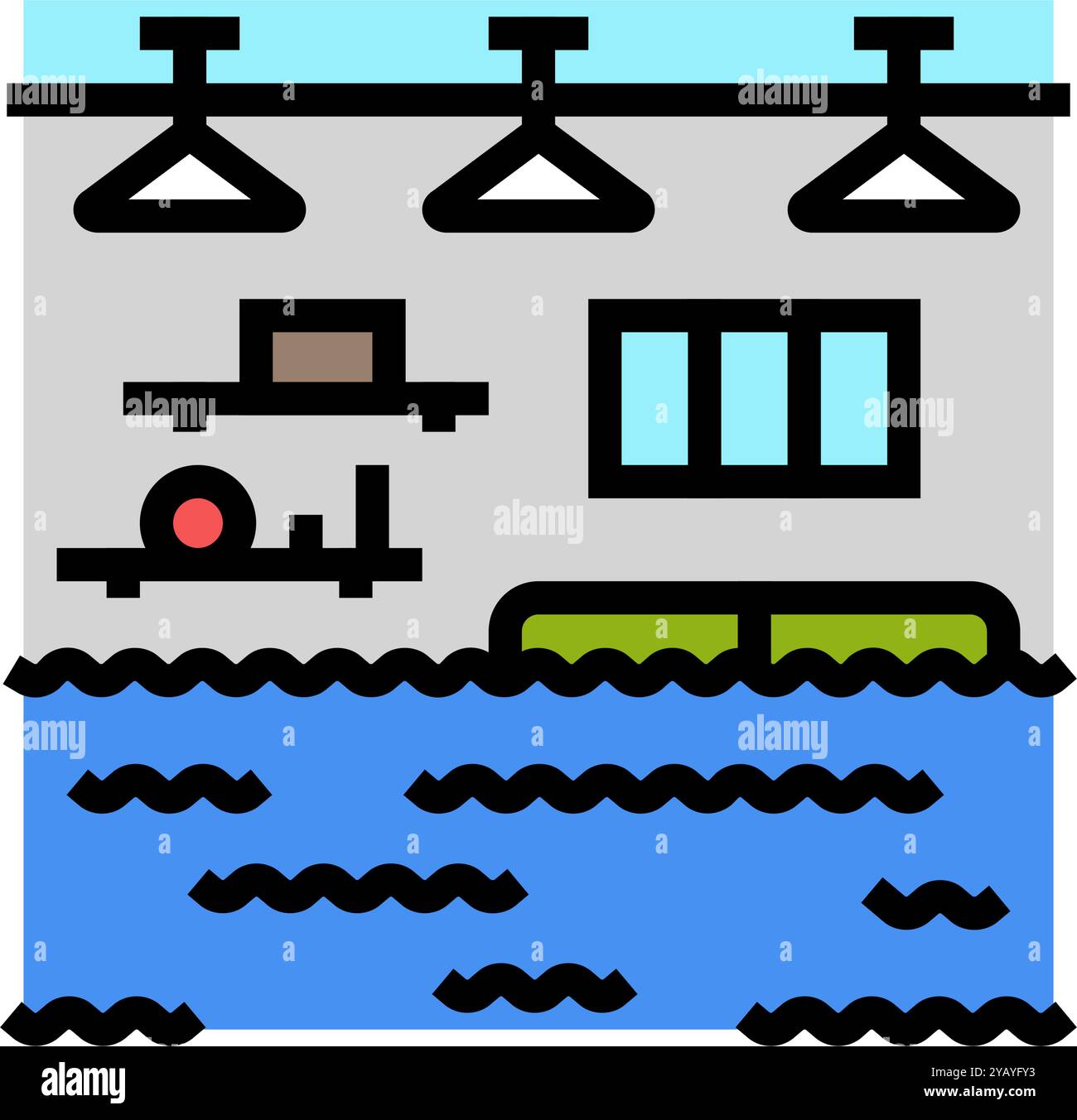 water rising inside home color icon vector illustration Stock Vector ...