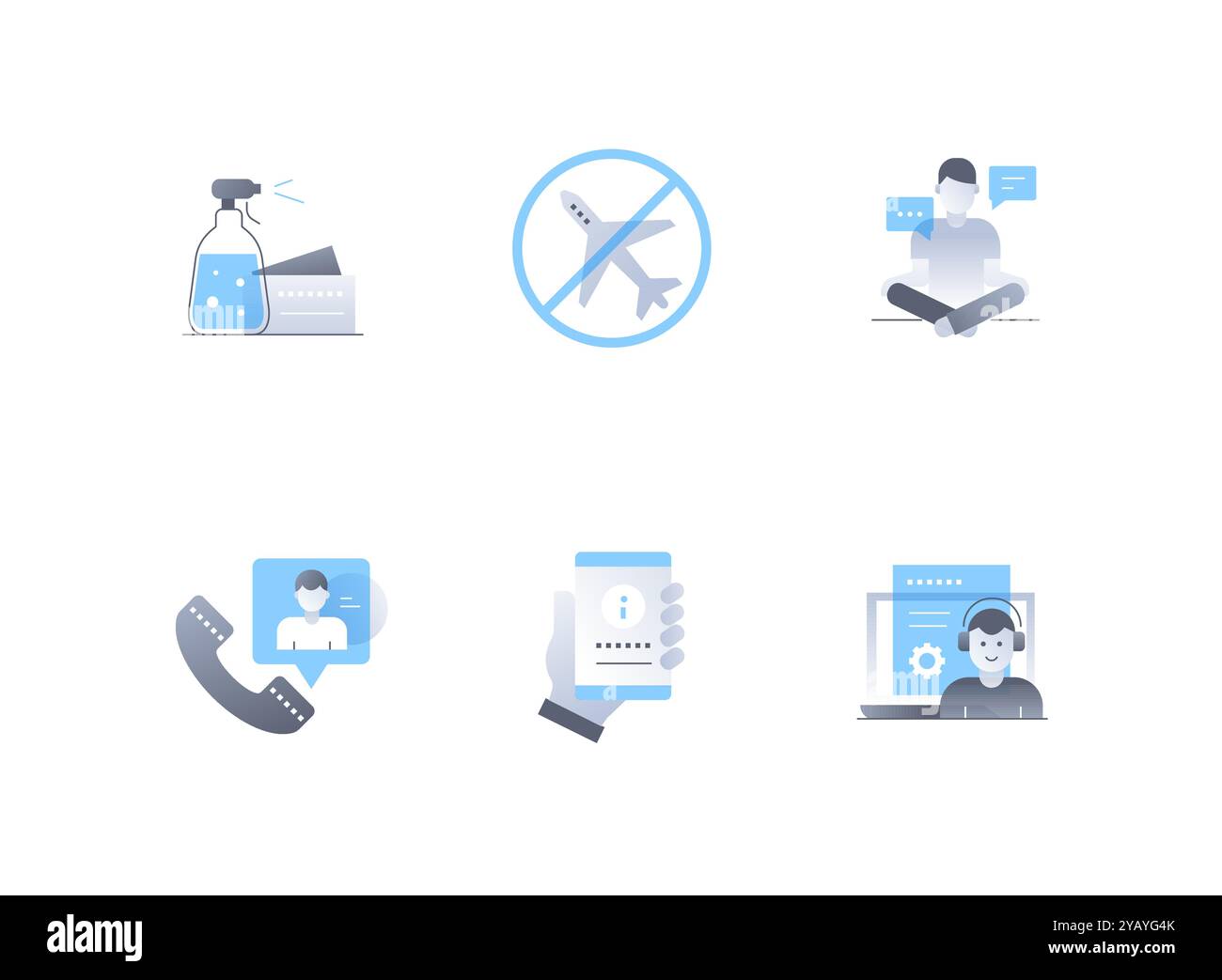 Aspects of self-isolation - flat design style icons set Stock Vector ...