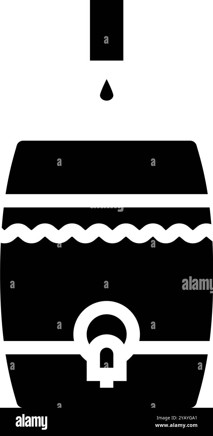 rain barrel water saving glyph icon vector illustration Stock Vector ...