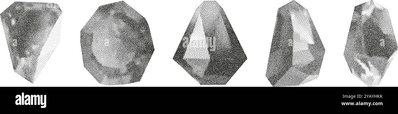 Cube, cylinder, triangle, rhombus with grainy dot texture Stock Vector ...
