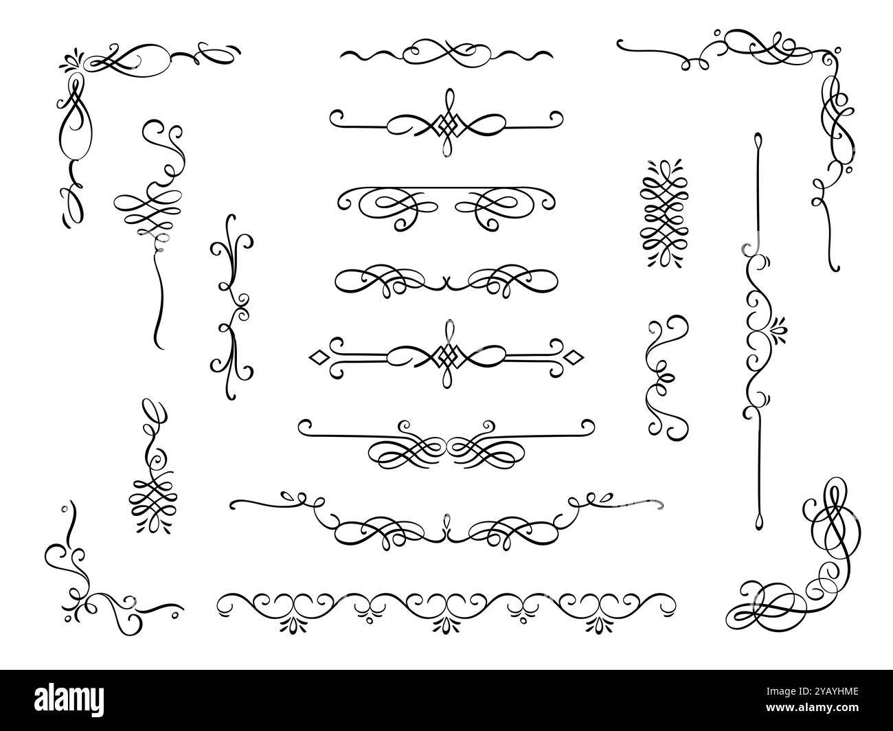 Ornamental calligraphy elements. Elegant vintage flourish swashes and ...
