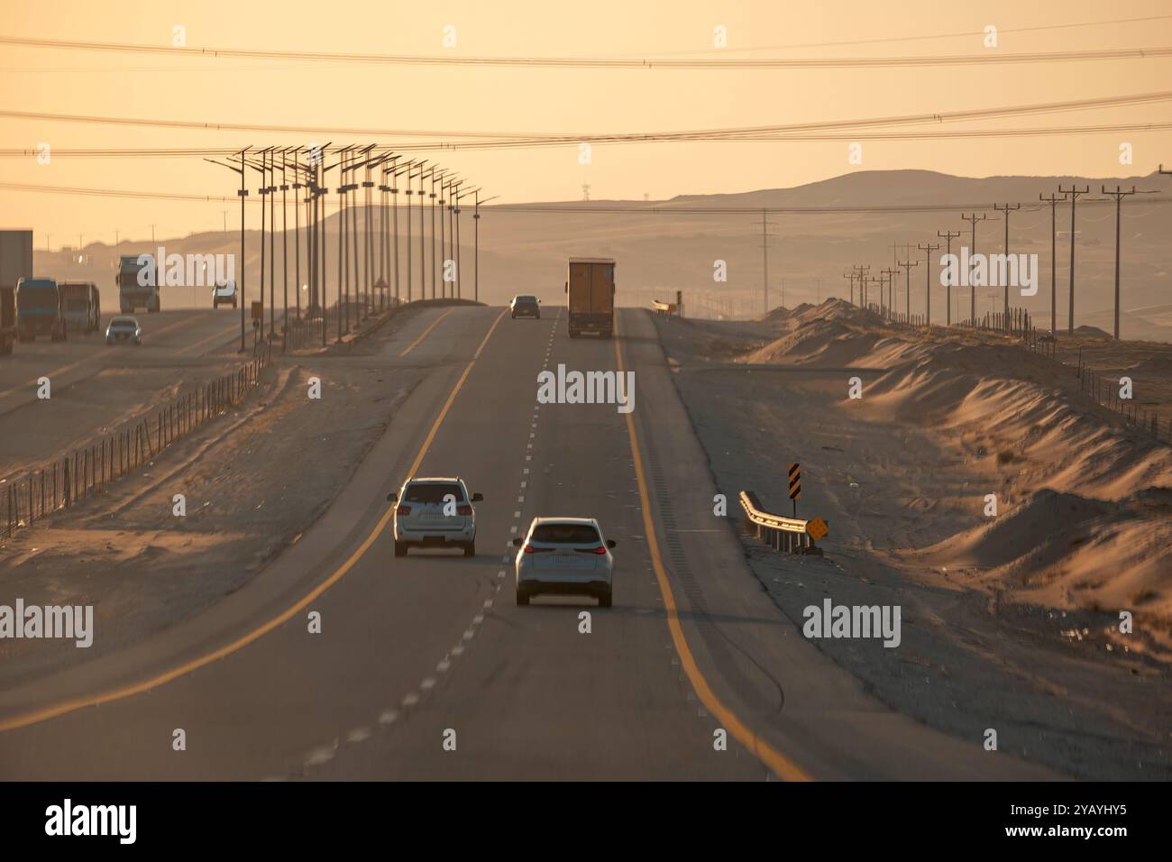 Sand storm in desert road Saudi Arabia Stock Photo - Alamy