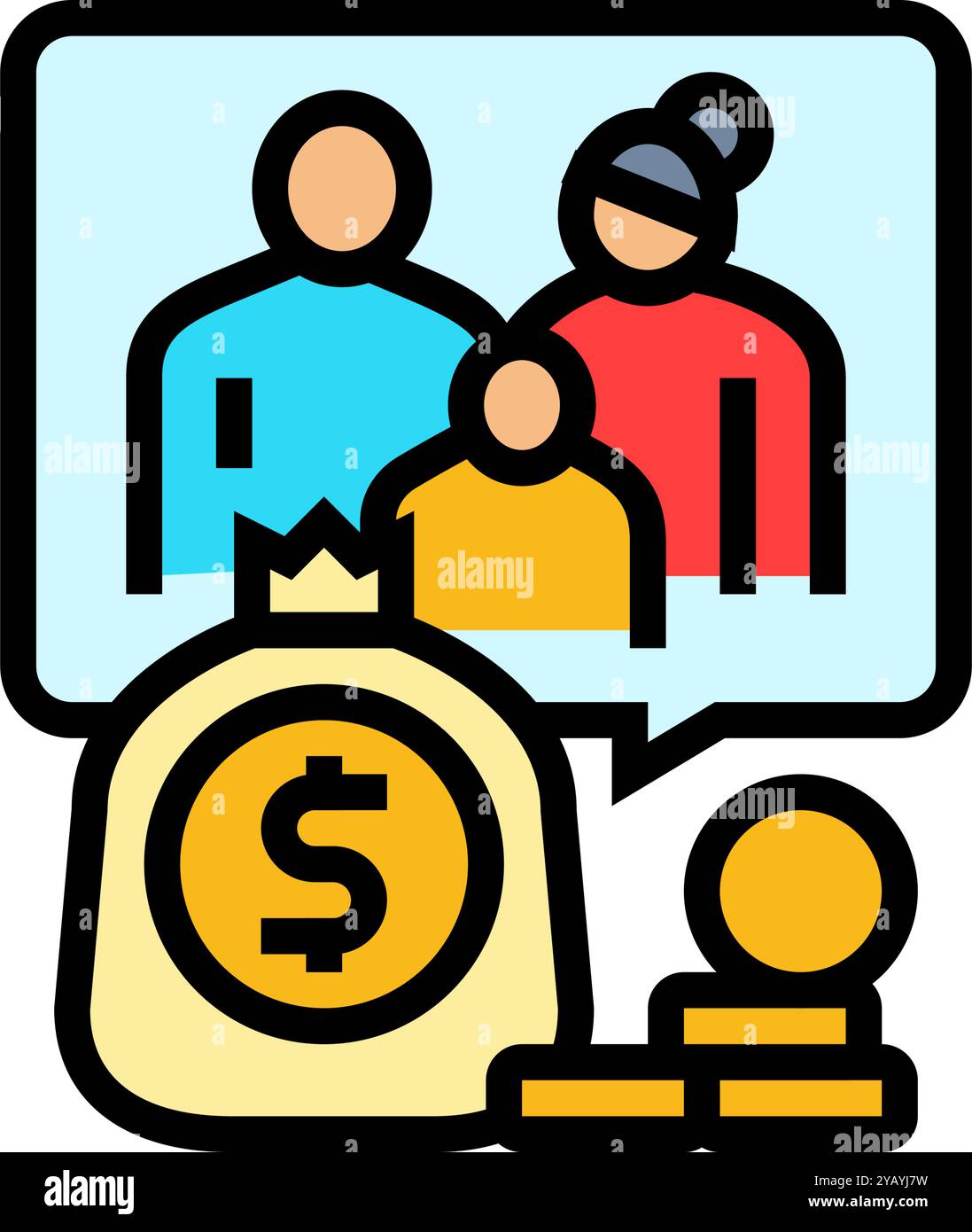 family budgeting budget planning color icon vector illustration Stock ...