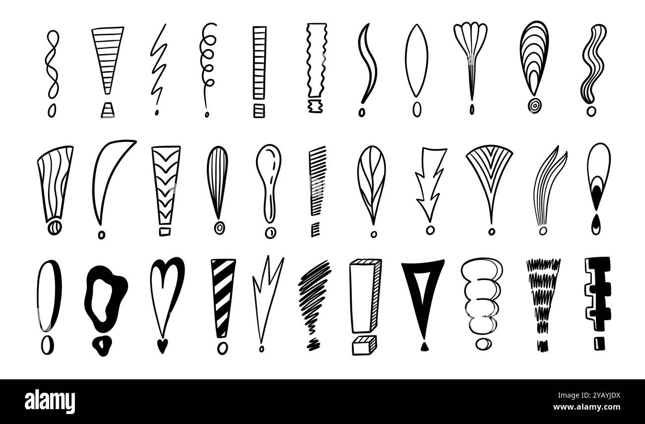 Doodle exclamation mark icon warning hi-res stock photography and ...