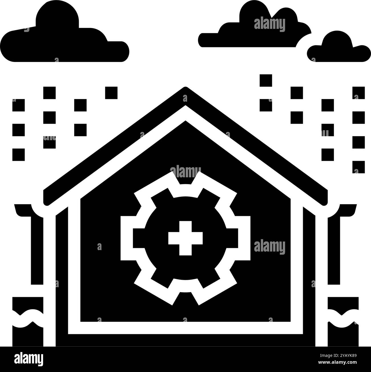rainwater harvesting water saving glyph icon vector illustration Stock ...