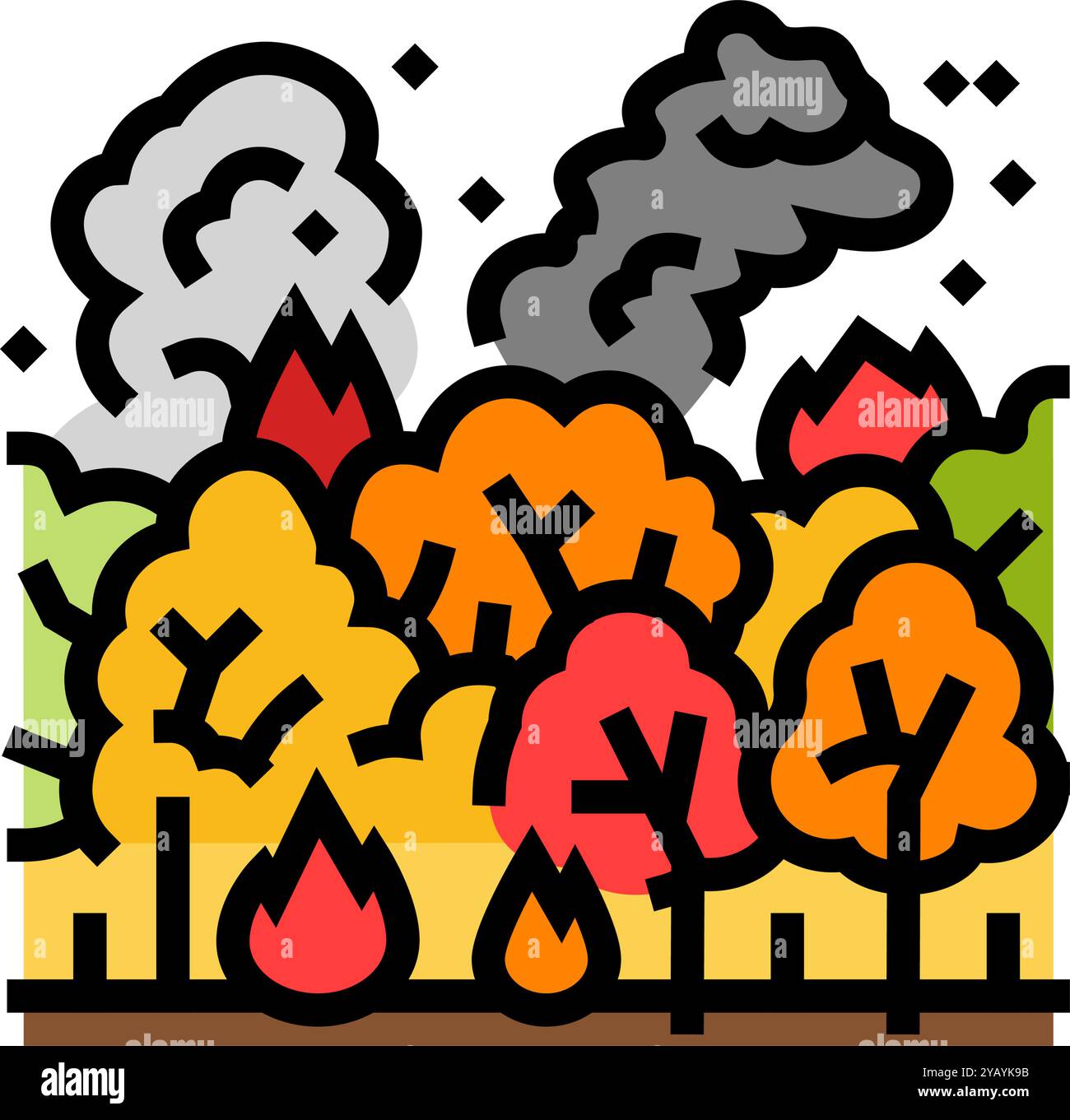 burning forest wildfire disaster color icon vector illustration Stock ...
