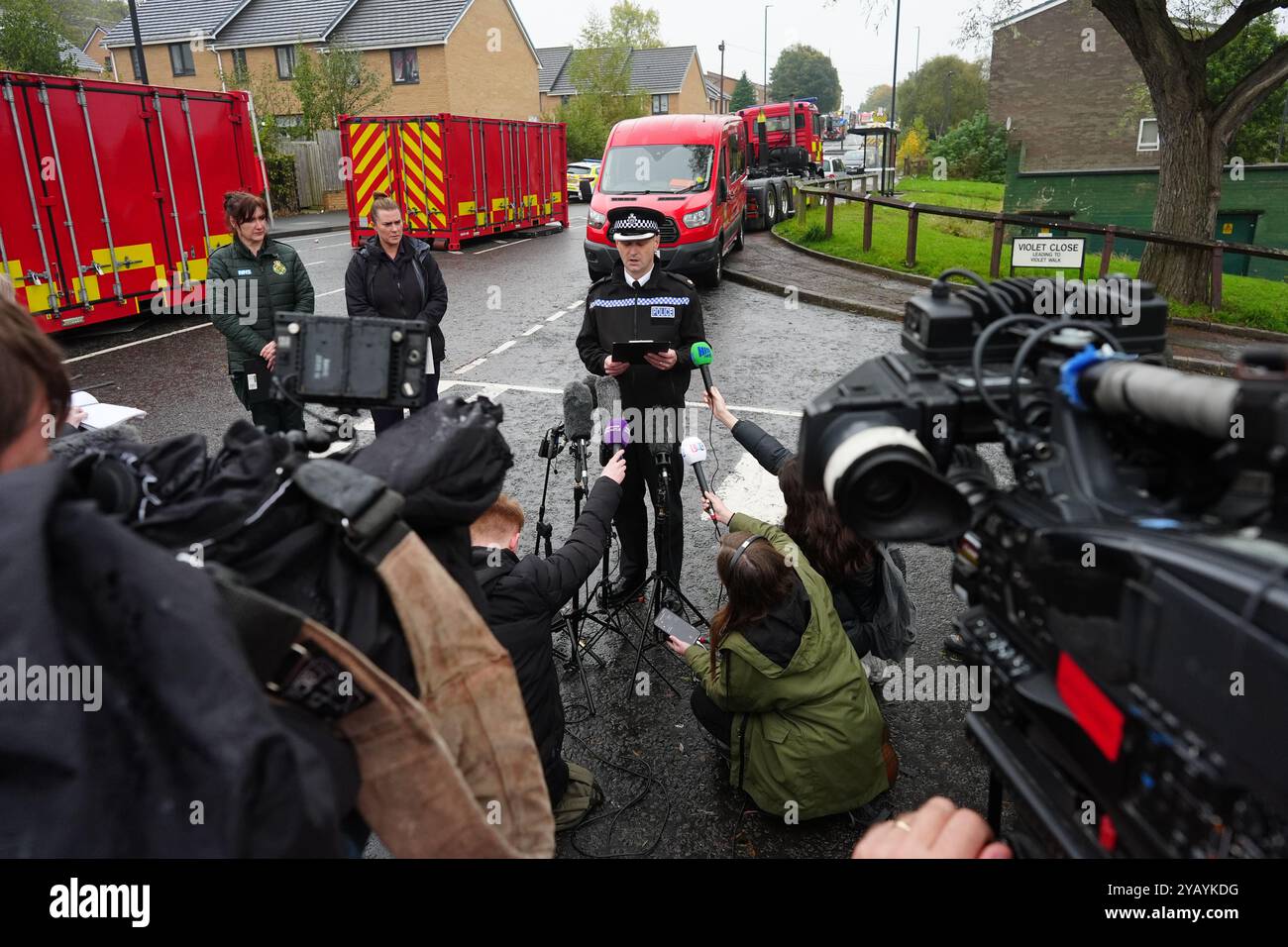 Superintendent Darren Adams, of Northumbria Police, speaks to the media ...