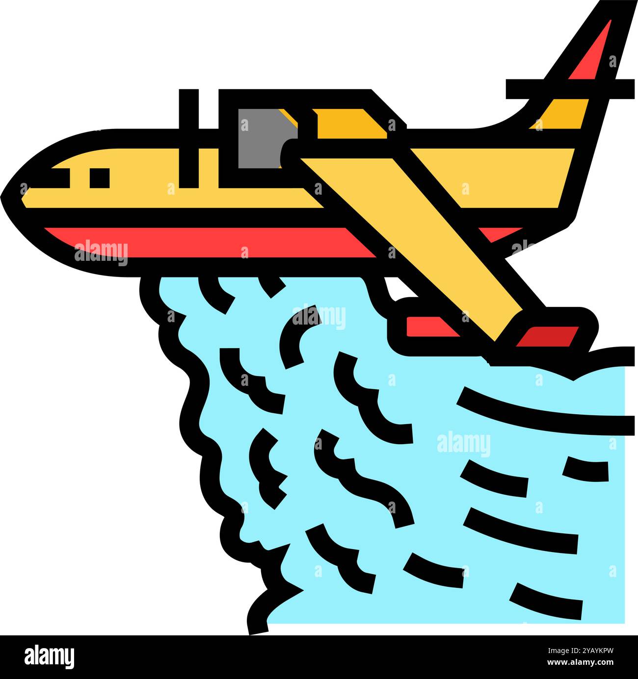 firefighting plane wildfire disaster color icon vector illustration ...