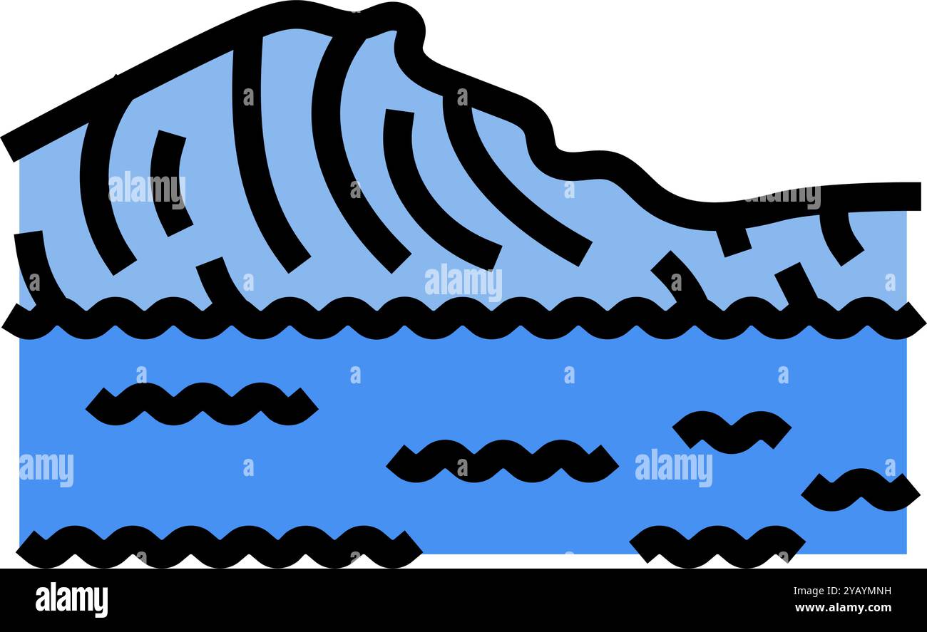 water waves disaster color icon vector illustration Stock Vector Image ...