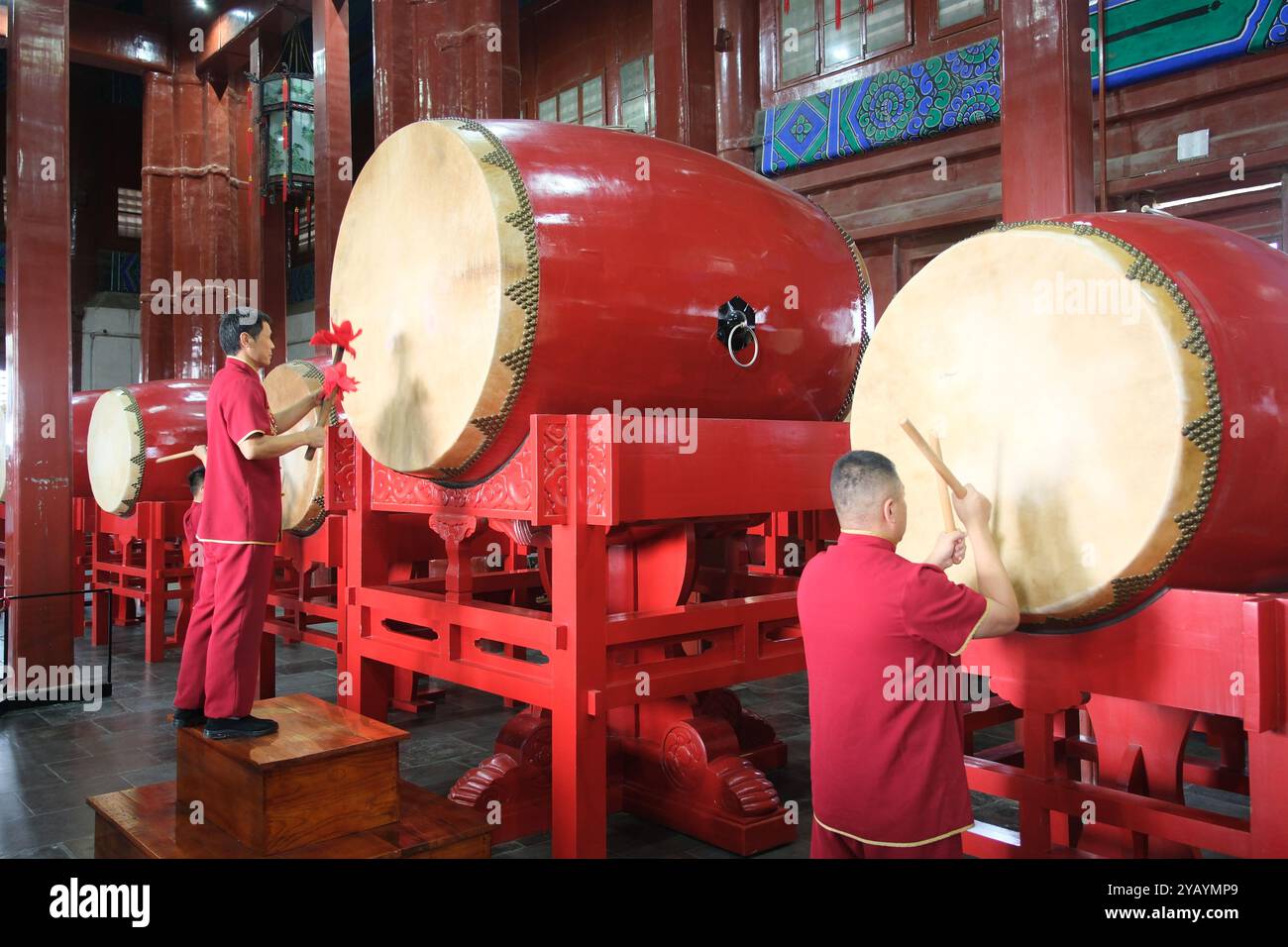 Beijing,China-Sep.17th 2024: Chinese drummers drumming traditional drum ...