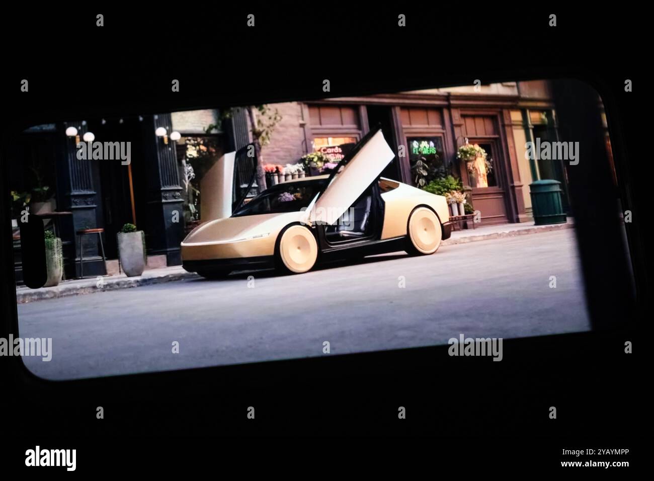 Shanghai,China-Oct.12th 2024:Tesla's robotaxi Cybercab on phone screen ...