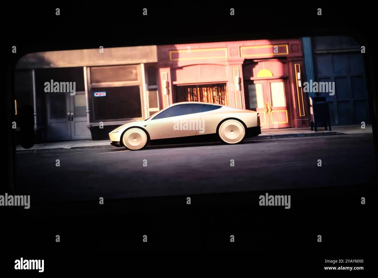 Shanghai,China-Oct.12th 2024:Tesla's robotaxi Cybercab on phone screen ...