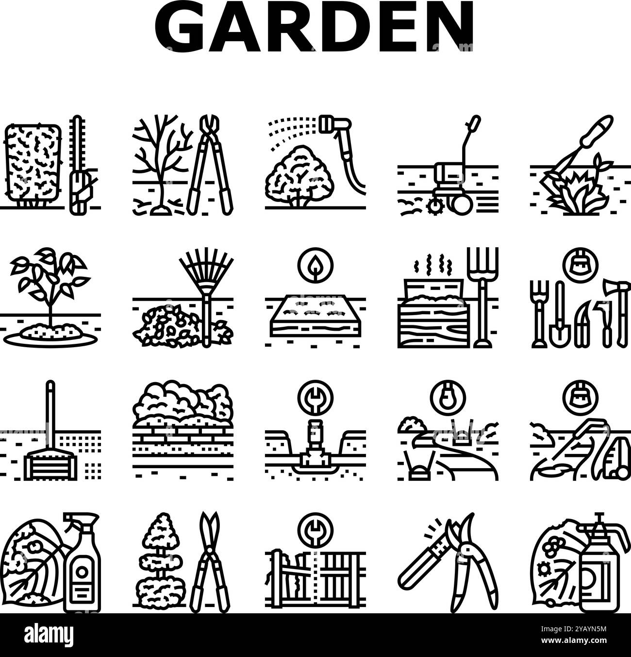 garden maintenance mulching icons set vector Stock Vector Image & Art ...