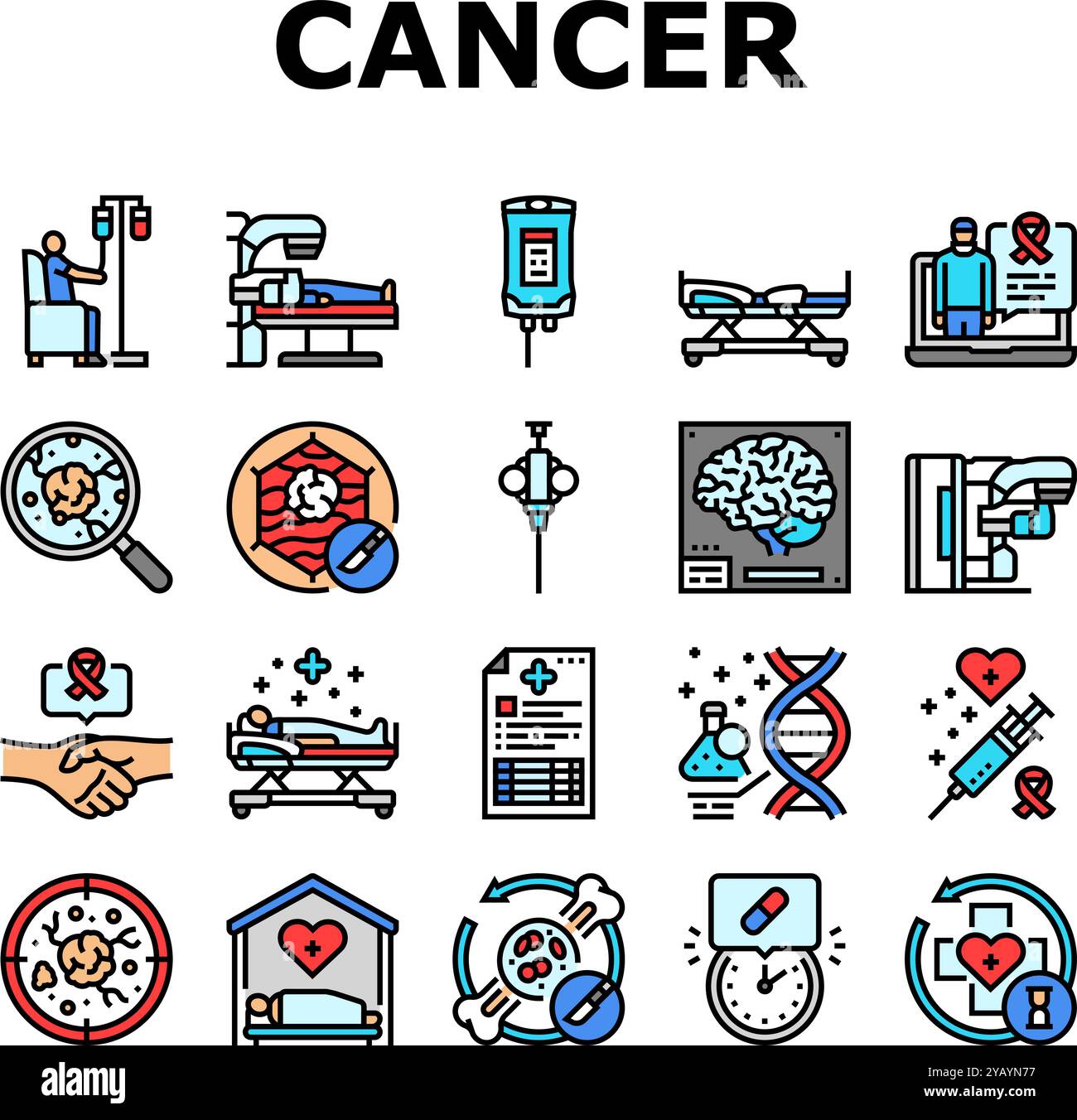 cancer treatment chemotherapy icons set vector Stock Vector Image & Art ...
