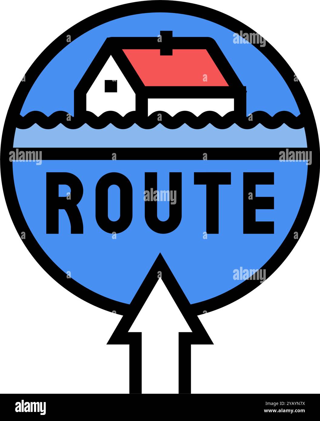 evacuation route disaster color icon vector illustration Stock Vector ...