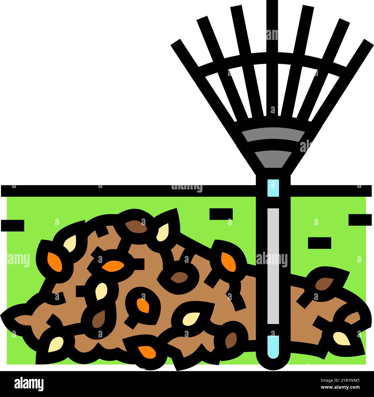 leaf raking garden maintenance color icon vector illustration Stock ...