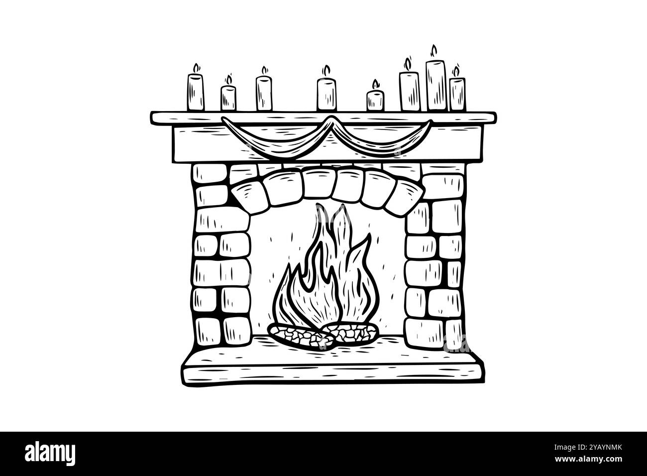 Vector Christmas sketch in vintage style, engraving, line drawing black ...