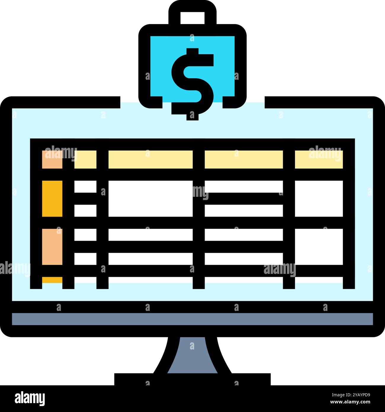 spreadsheet budgeting budget planning color icon vector illustration ...