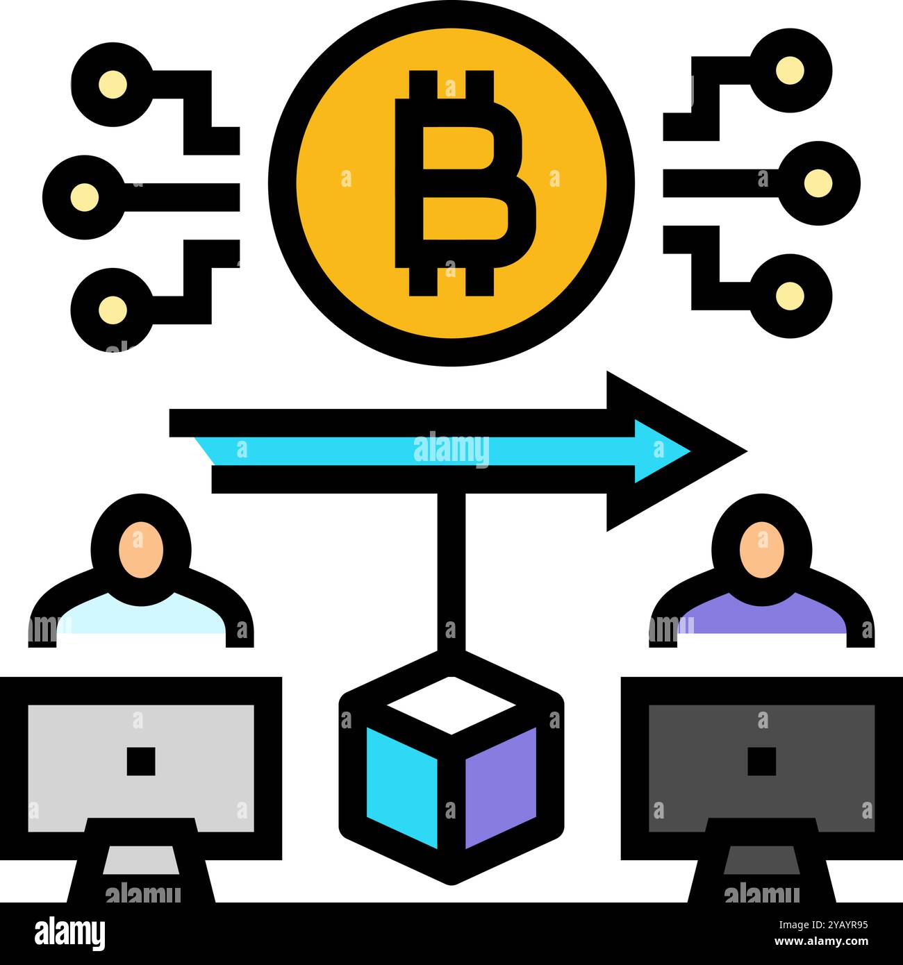 blockchain transaction cryptocurrency mining color icon vector ...