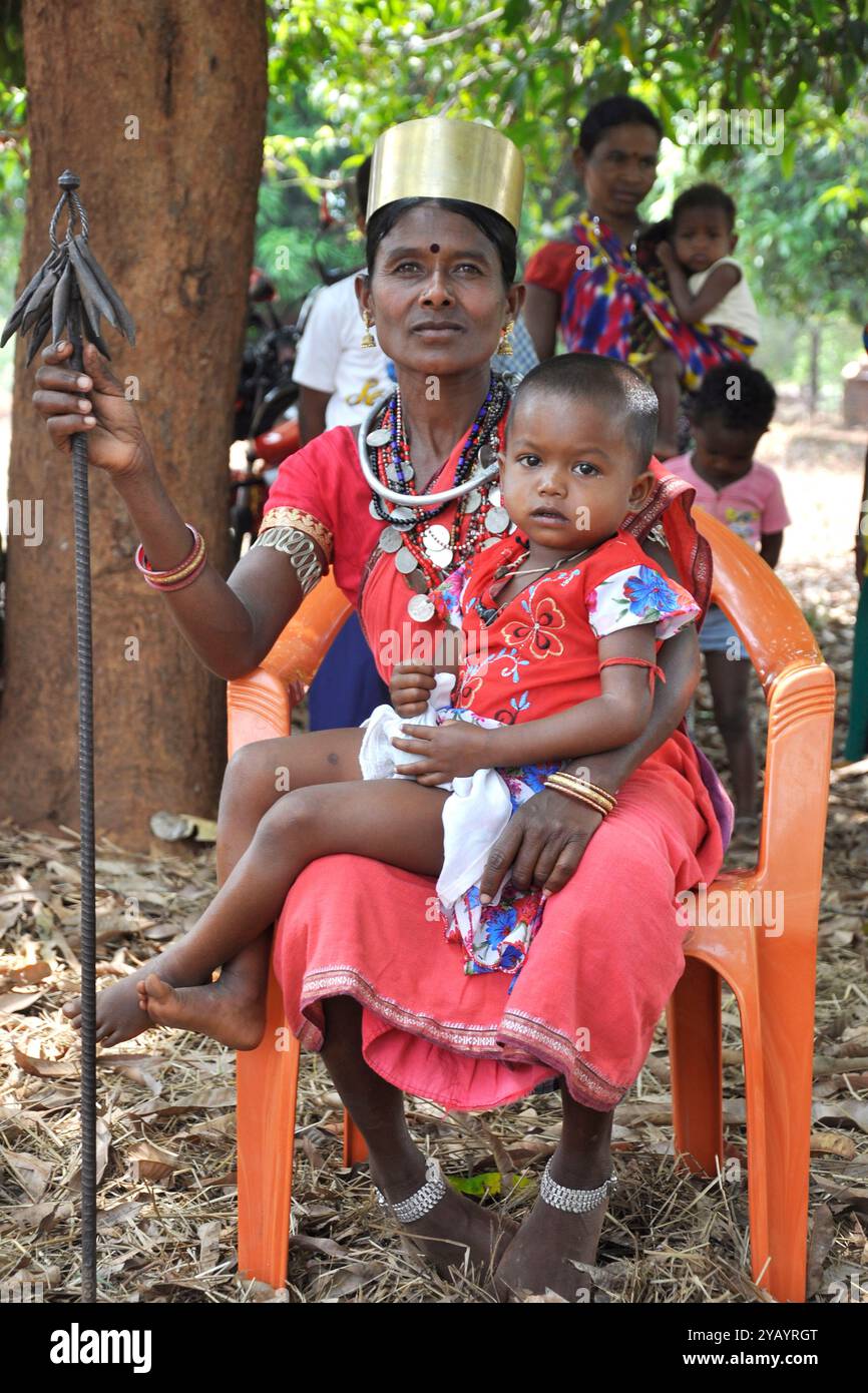 India, Orissa, Chhattisgarh, Muria area, Bison Horn tribe Stock Photo ...