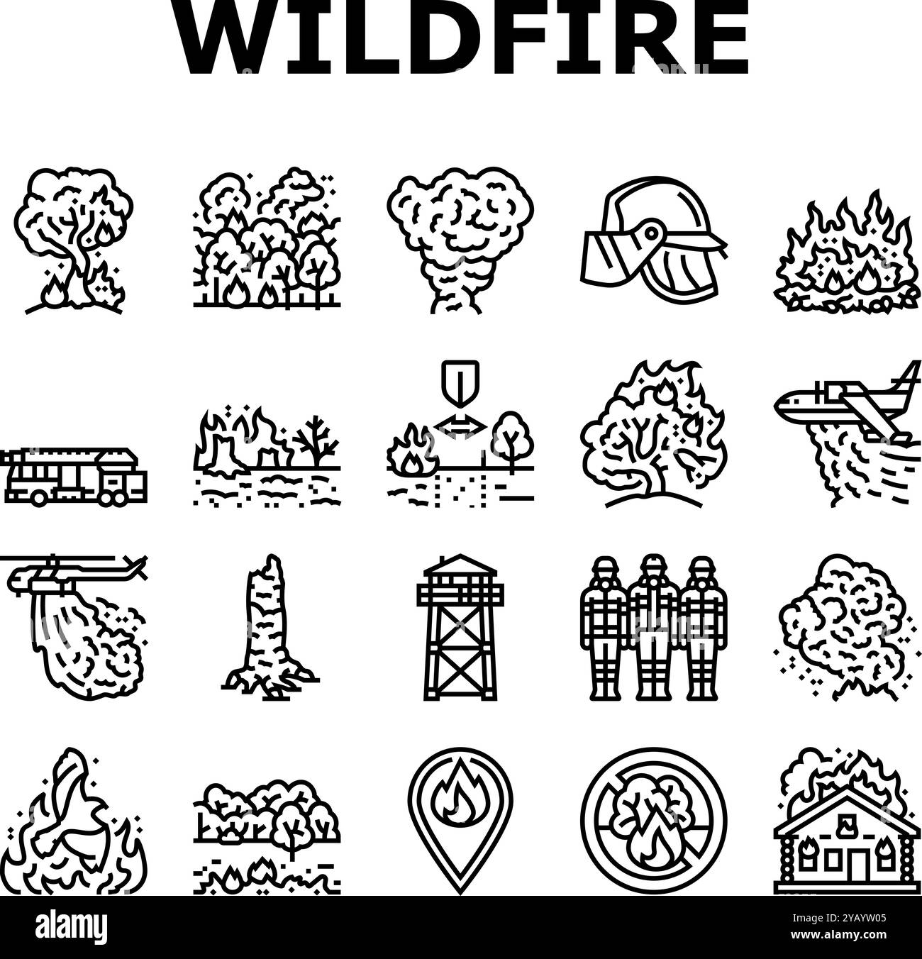 wildfire blaze firestorm burn icons set vector Stock Vector Image & Art ...