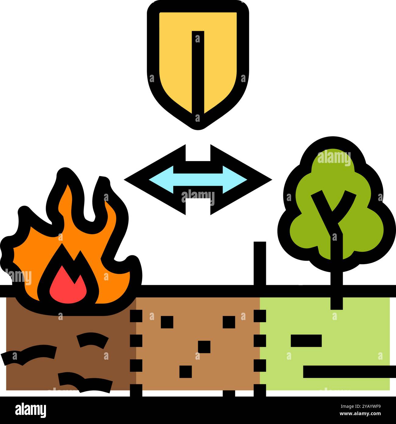 firebreak line wildfire disaster color icon vector illustration Stock ...