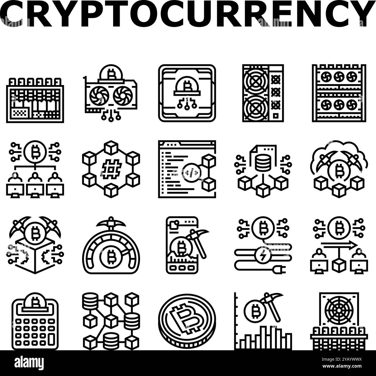 Cryptocurrency investment icons Black and White Stock Photos & Images ...