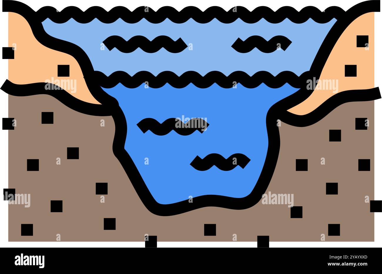 overflowing river disaster color icon vector illustration Stock Vector ...